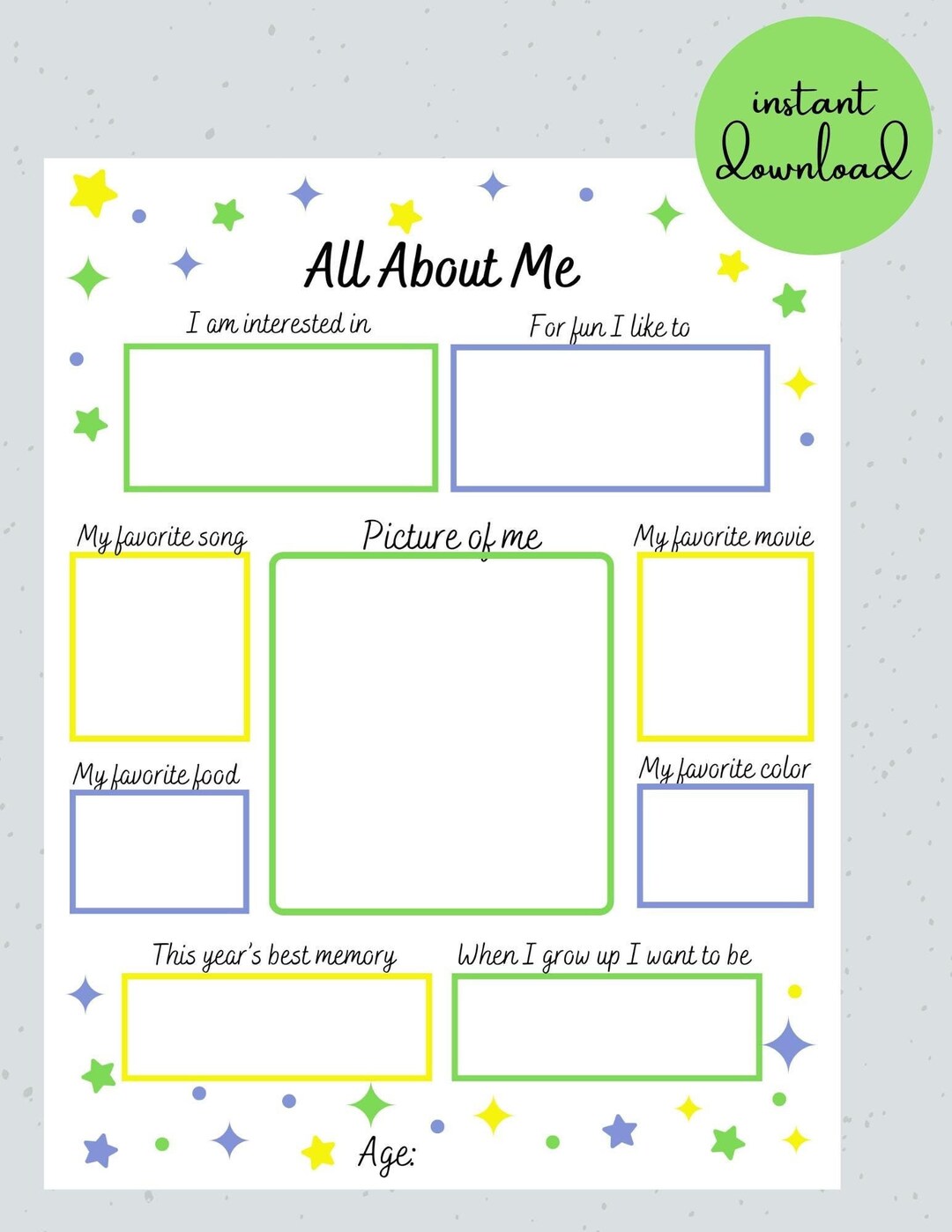 All About Me, All About Me Worksheet, Kid Questionnaire, Back to School ...