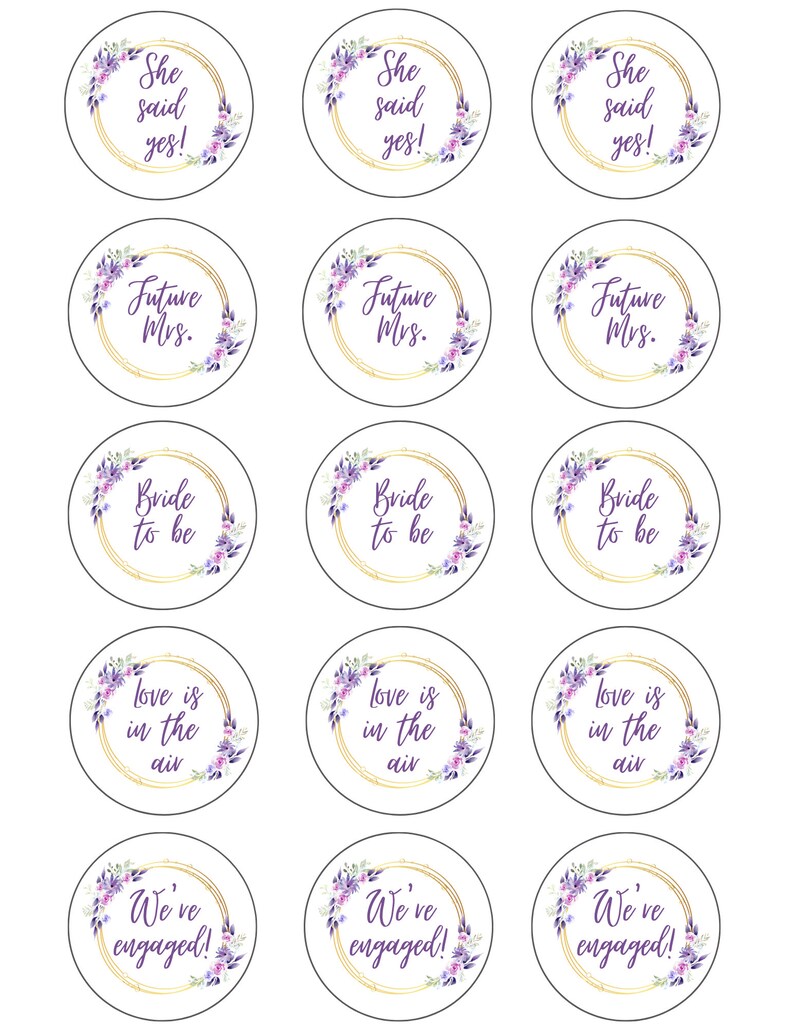 Engagement Party Bridal Shower Labels | Engagement Bridal Cupcake ...