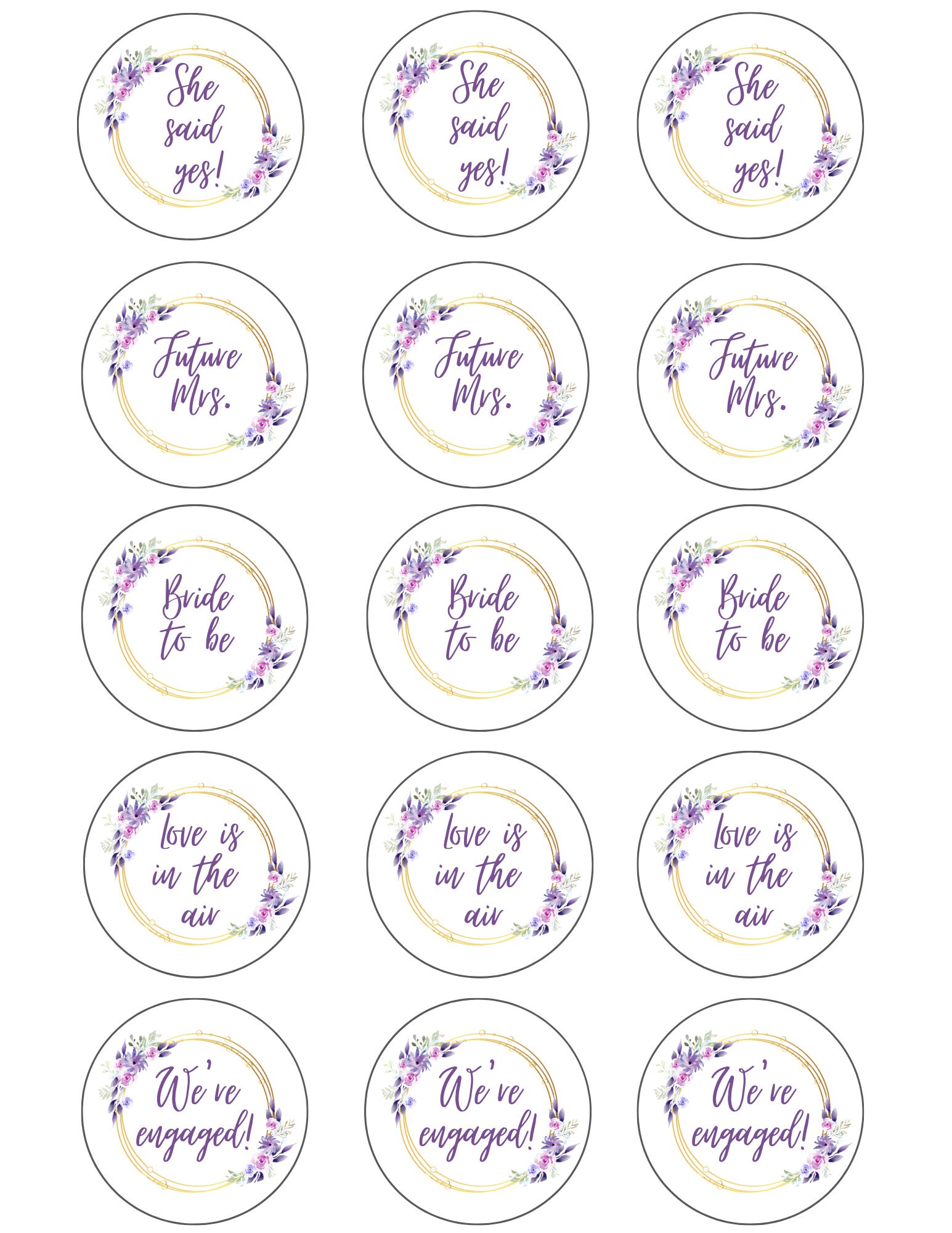Engagement Party Bridal Shower Labels | Engagement Bridal Cupcake ...