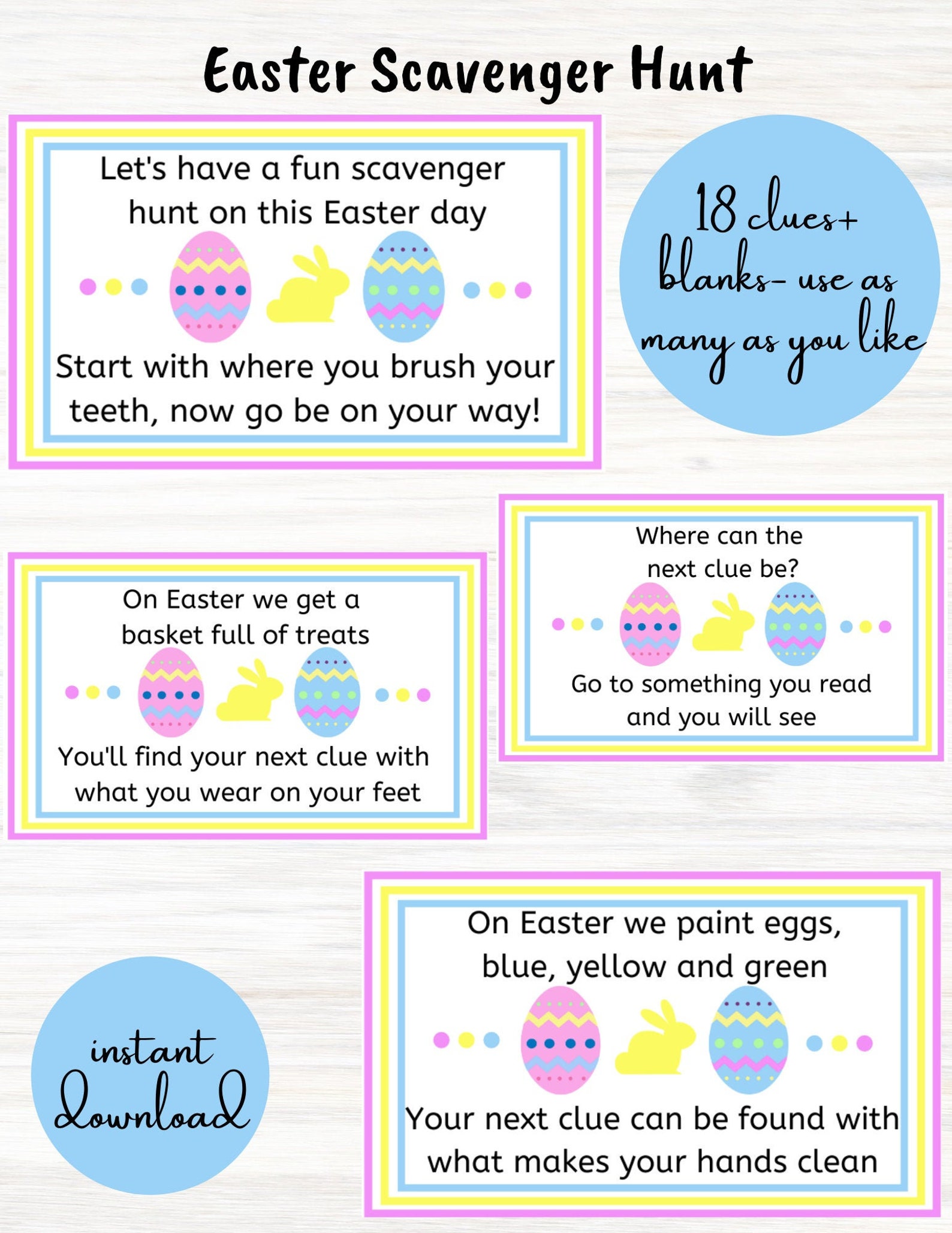 Easter Scavenger Hunt Clue Cards| Easter Treasure Hunt| Easter Gift ...