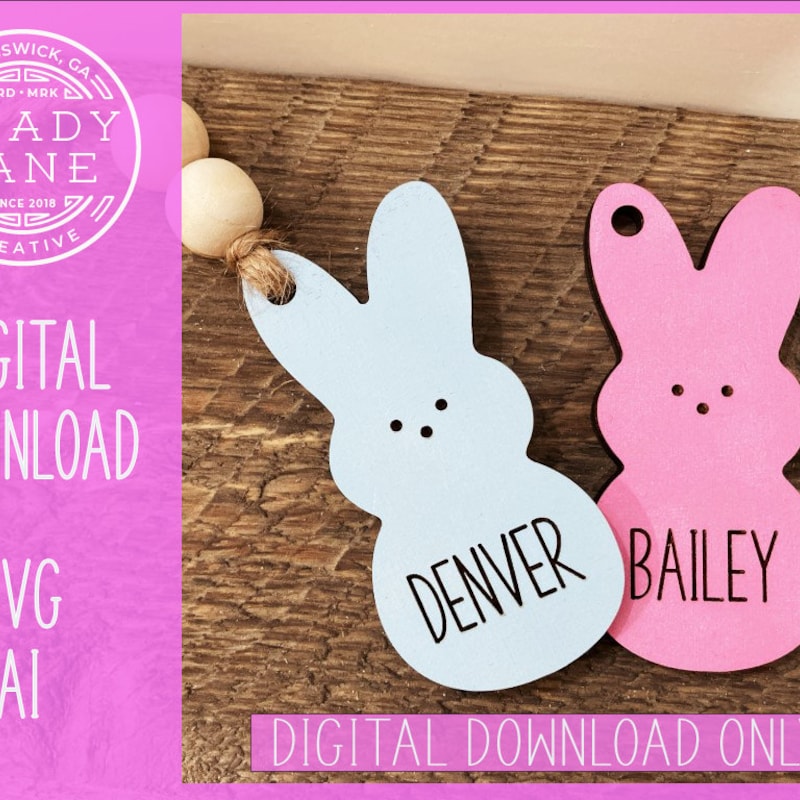 Bunny Tag Svg - Etsy