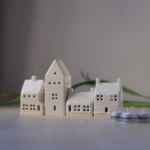 White Houses Village Miniature Display. Handmade Figurines for Home ...