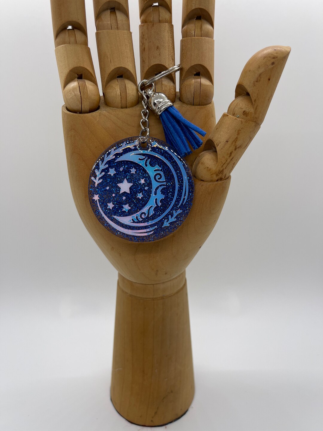 Crescent Moon and Stars Holographic Keychain - Etsy