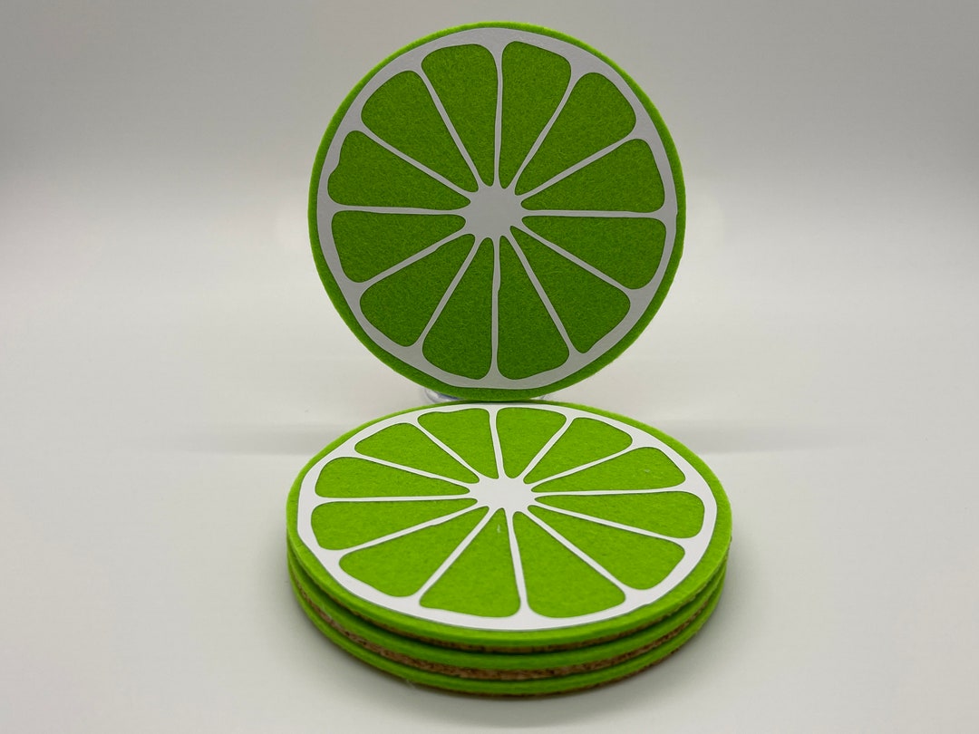 Handmade Lime Slice Felt Coasters - Etsy