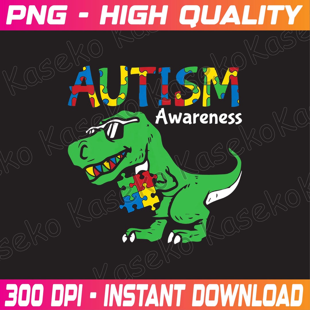Kids Autism Awareness Png, Dino Autistic Toddler Dinosaur Png, Autism ...