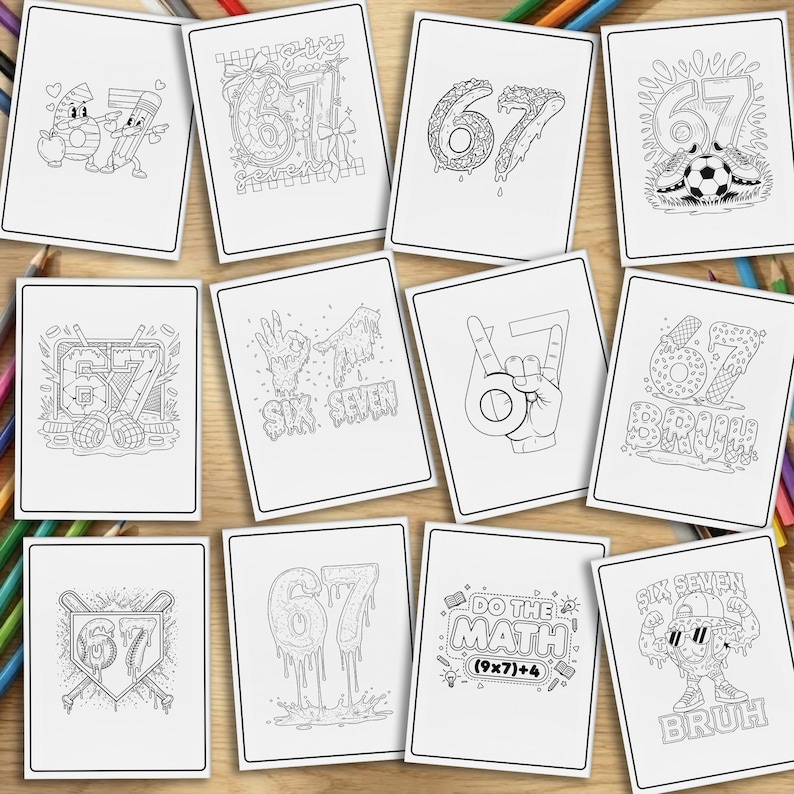 67 Funny Coloring Book, Printable Six Seven Easter Coloring Pages, Six ...