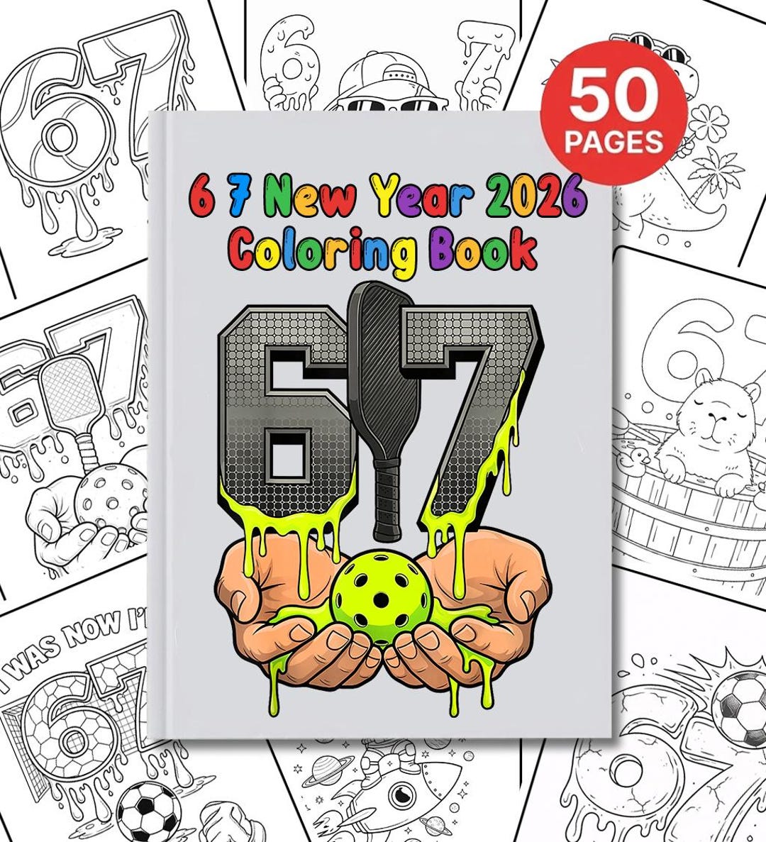 67 Funny Coloring Book, Printable Six Seven 2026 Coloring Pages, Six ...