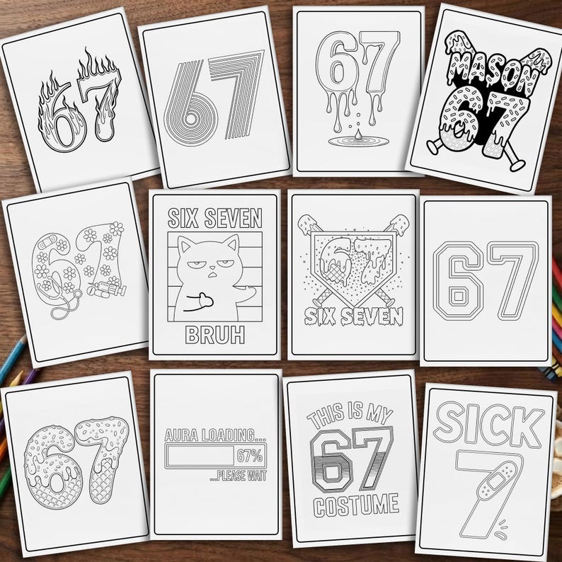 67 Meme Coloring Page, Gen Alpha Slang, Holiday Coloring, Six Seven 6 7 ...
