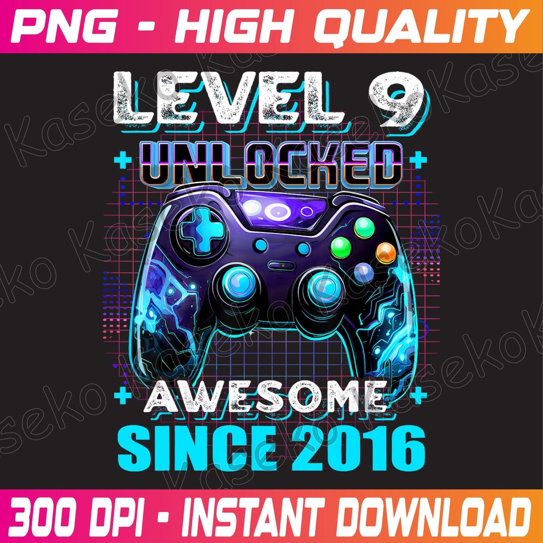 9th Birthday Boy Level 9 Gamer 9 Year Video Game Party Png, Level 9 ...