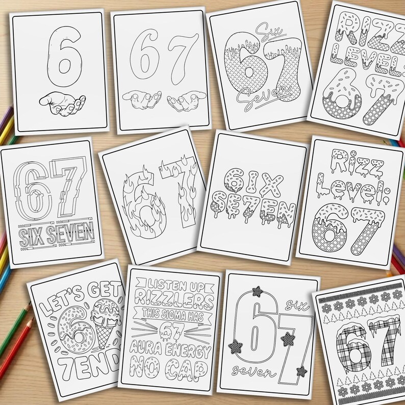 67 Coloring Pages, Printable Six Seven Coloring Pages, Six Seven Viral ...