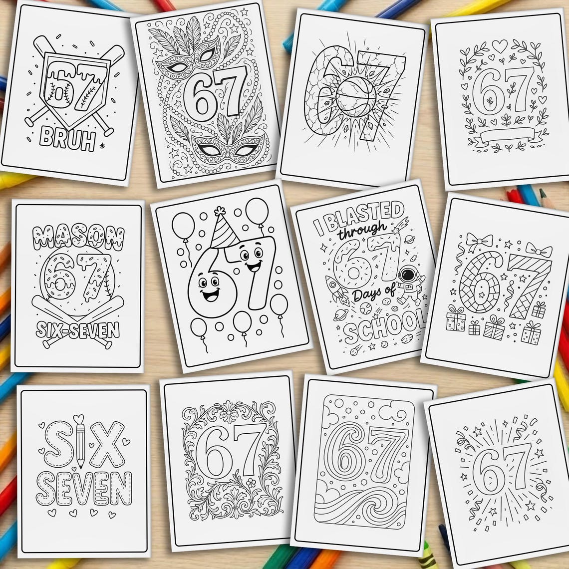 67 Funny Meme Birthday Coloring Pages, Printable Six Seven Coloring ...