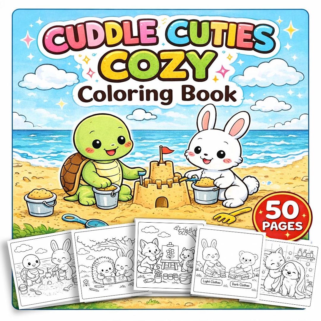 Cuddle Cuties Cozy Coloring Book, Comfy Days 50 Scenes, Little Friends ...