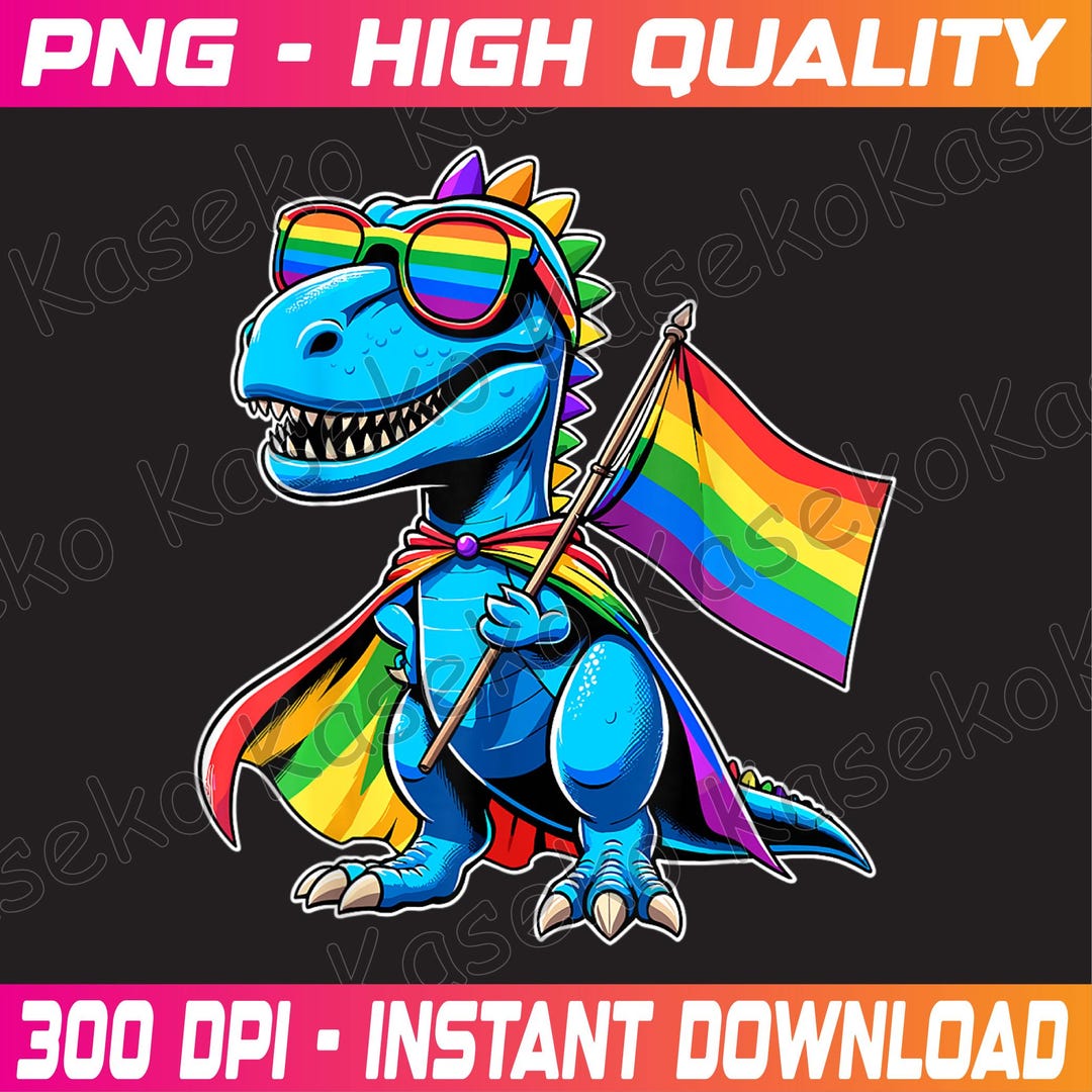 Dinosaur Gay Pride LGBT Rainbow Flag Png, LGBT Rainbow Flag, Proud Ally ...