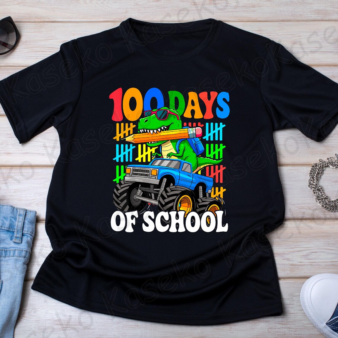 100th Day of School Monster Truck Dinosaur 100 Days School Png, 100 ...