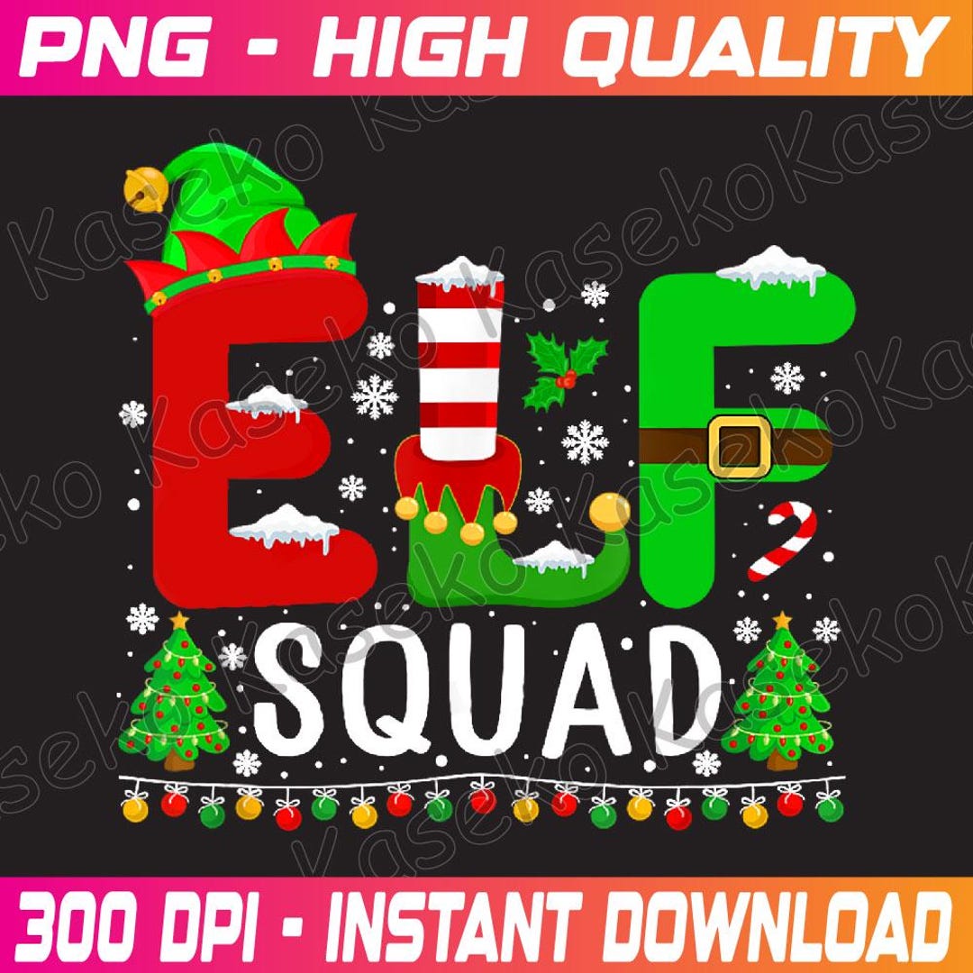 E-l-f Squad Matching Family Christmas Sant-a Hat Xmas Lights Png, E-l-f ...