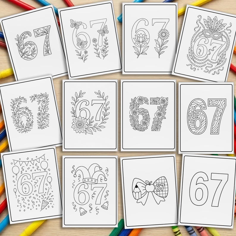 67 Funny Meme Birthday Coloring Pages, Printable Six Seven Coloring ...