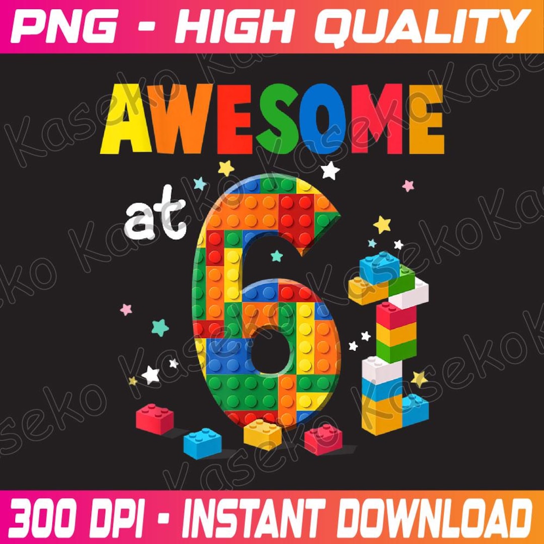 Building Blocks Brick 6th Birthday 6 Year Old Boy Png, Birthday Block ...