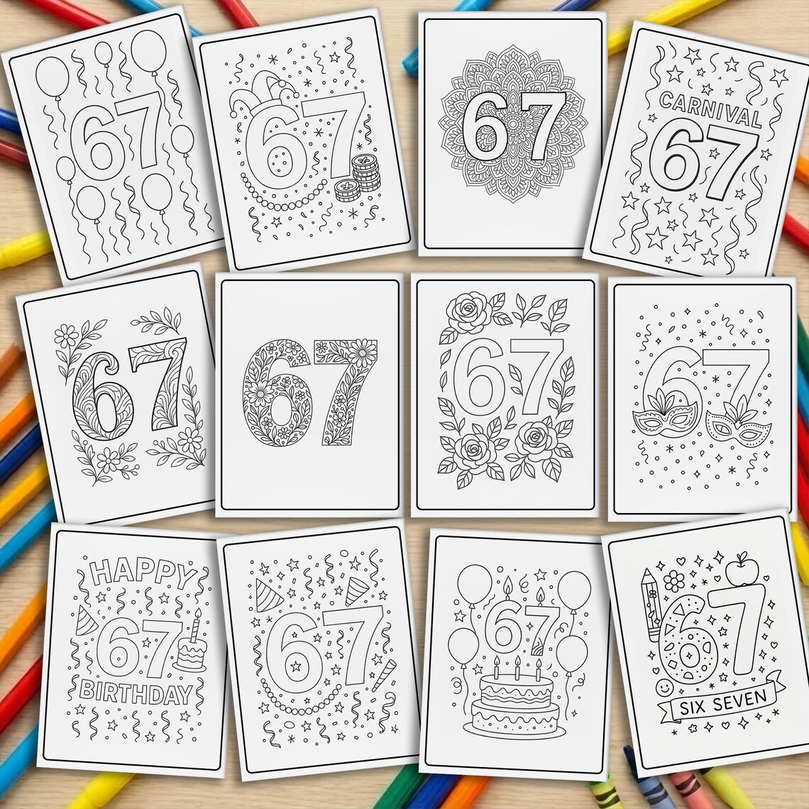 67 Funny Meme Birthday Coloring Pages, Printable Six Seven Coloring ...
