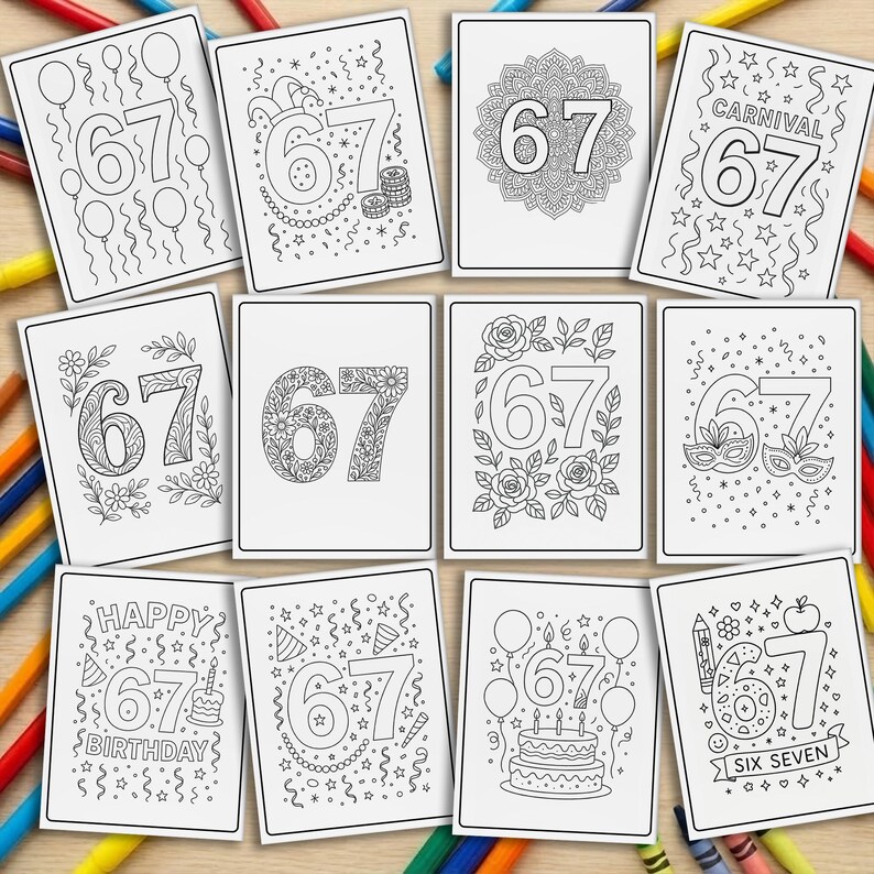 67 Funny Meme Birthday Coloring Pages, Printable Six Seven Coloring ...
