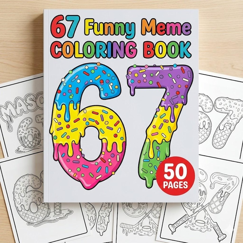67 Meme Coloring Page, Gen Alpha Slang, Holiday Coloring, Six Seven 6 7 ...