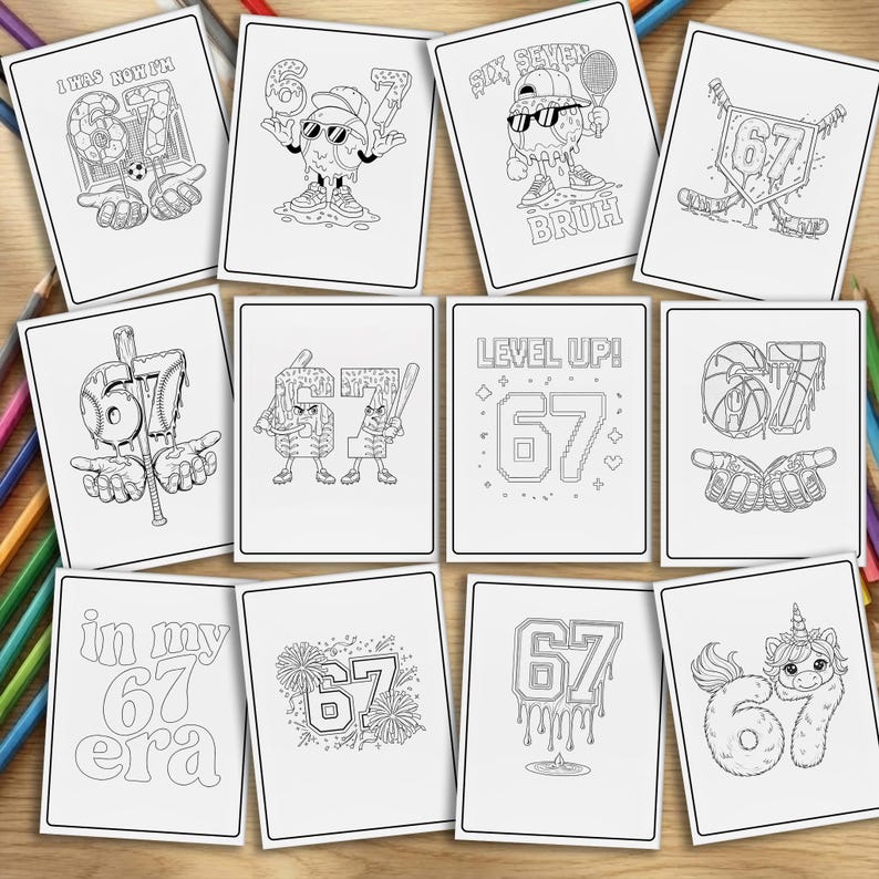 67 Funny Coloring Book, Printable Six Seven Easter Coloring Pages, Six ...