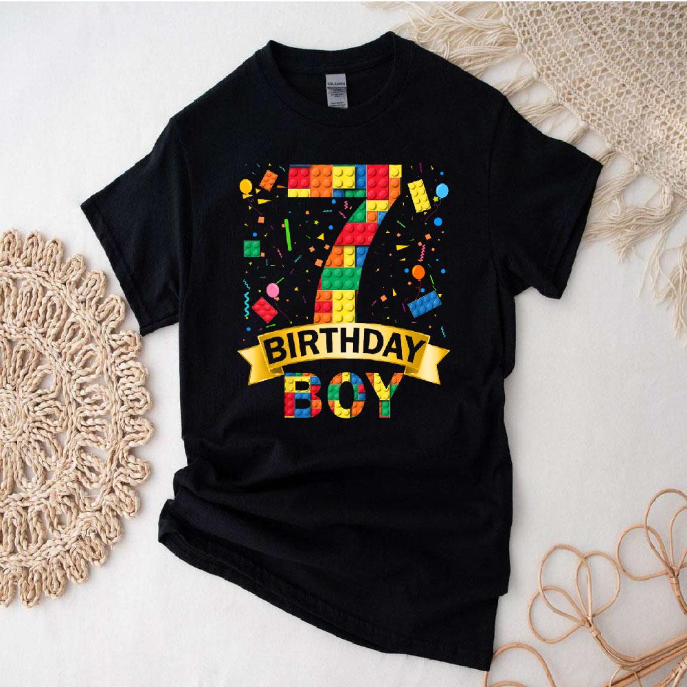 7rd Birthday Boy 7 Year Old Building Blocks 7th Birthday Boy Png ...