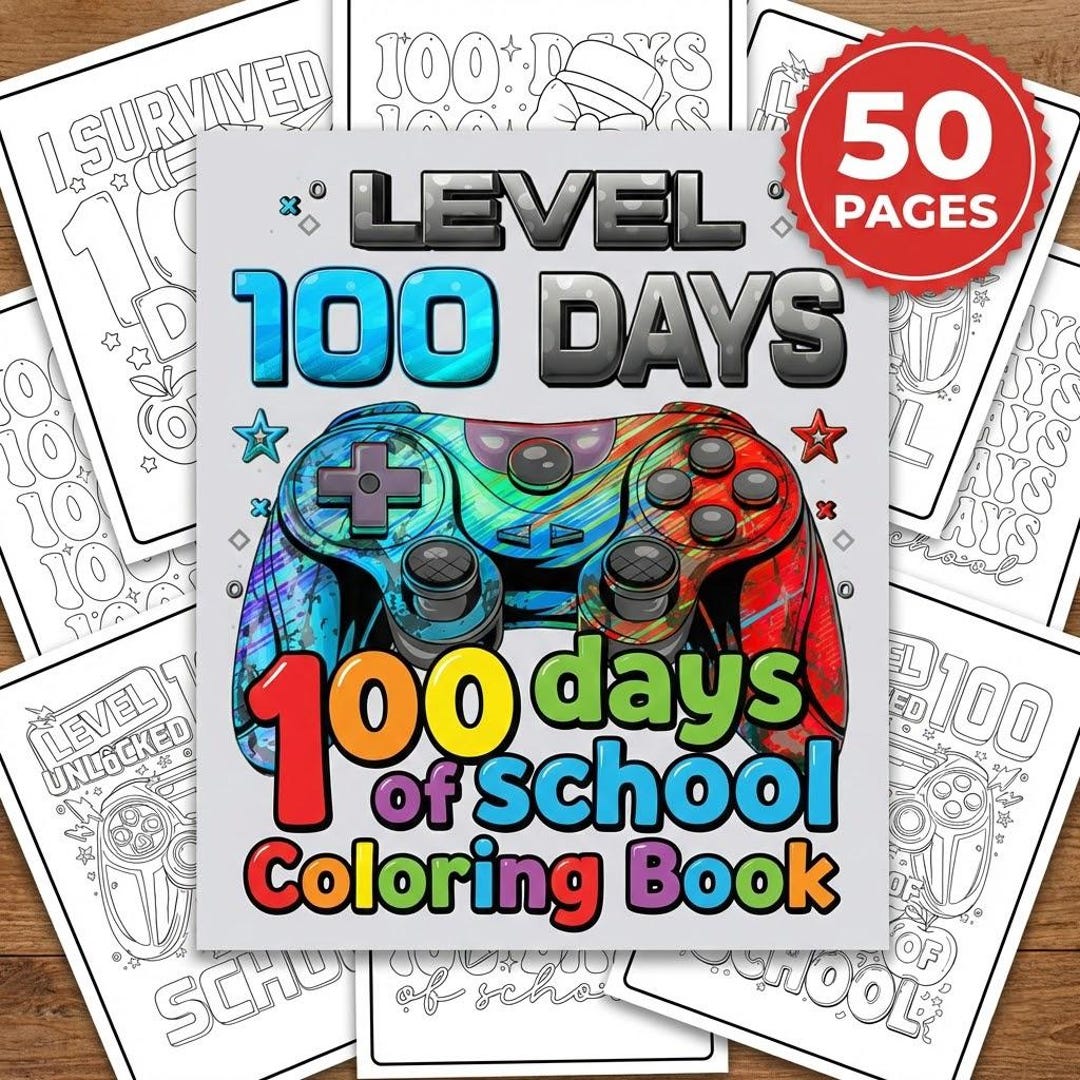 100 Days of School Coloring Book,50 Pages Coloring Book, 100 Days ...