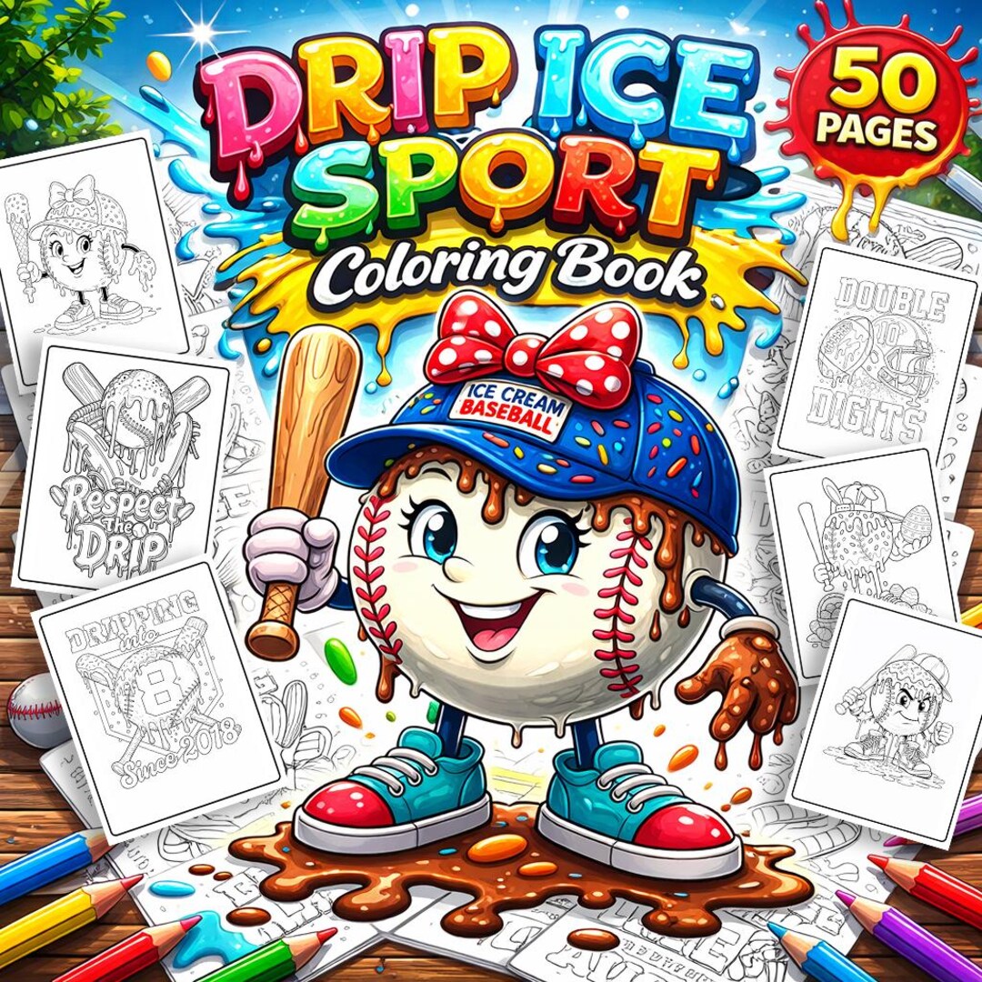 Drip Ice Sport Coloring Book, Melting Ice Cream Sports Coloring Pages ...