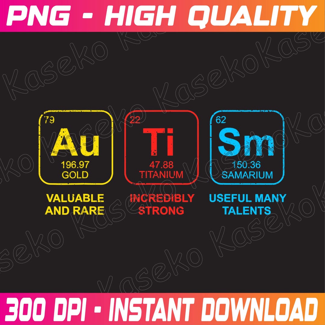 Autism Elements Periodic Table Awareness ASD Png, Autism Awareness Png ...