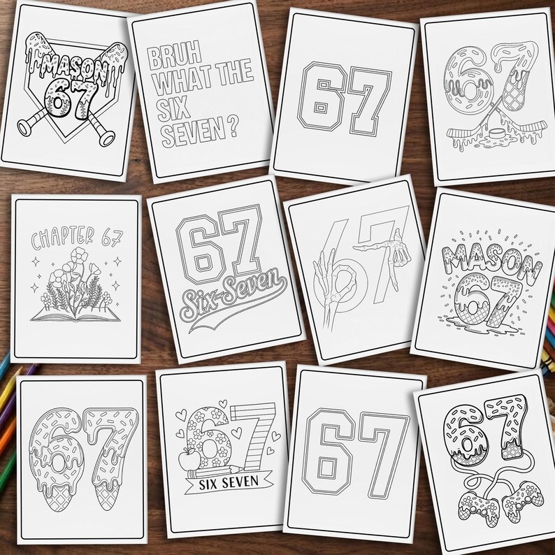 67 Meme Coloring Page, Gen Alpha Slang, Holiday Coloring, Six Seven 6 7 ...