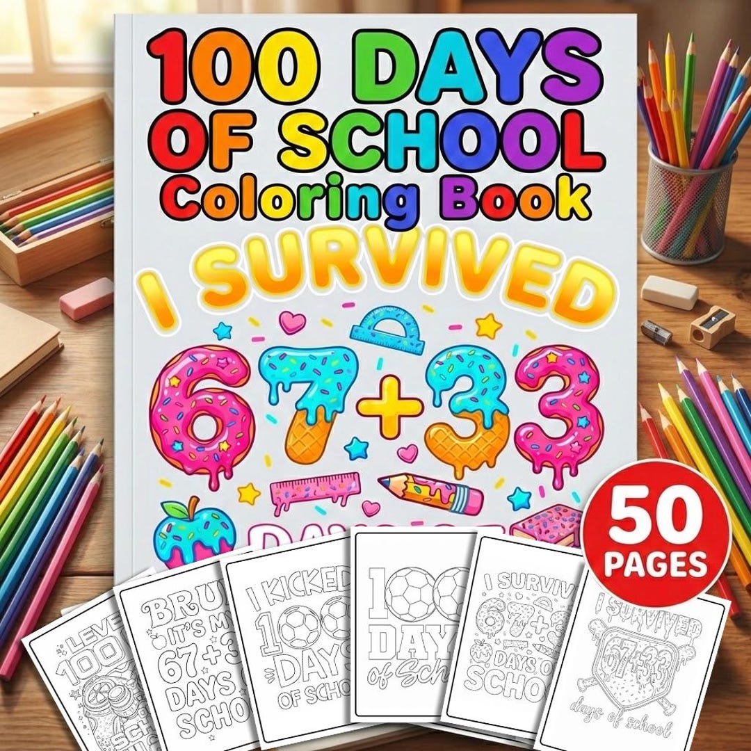 100 Days of School Coloring Pages for Kids | Fun 100th Day School ...