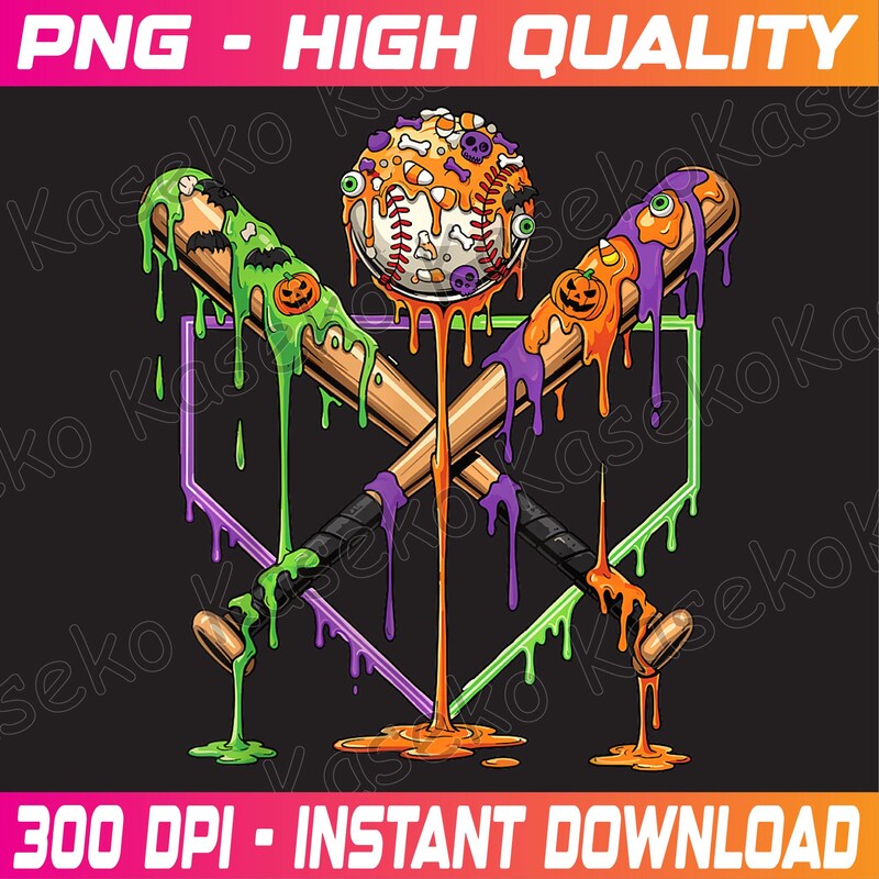 Drip Baseball Halloween - Etsy