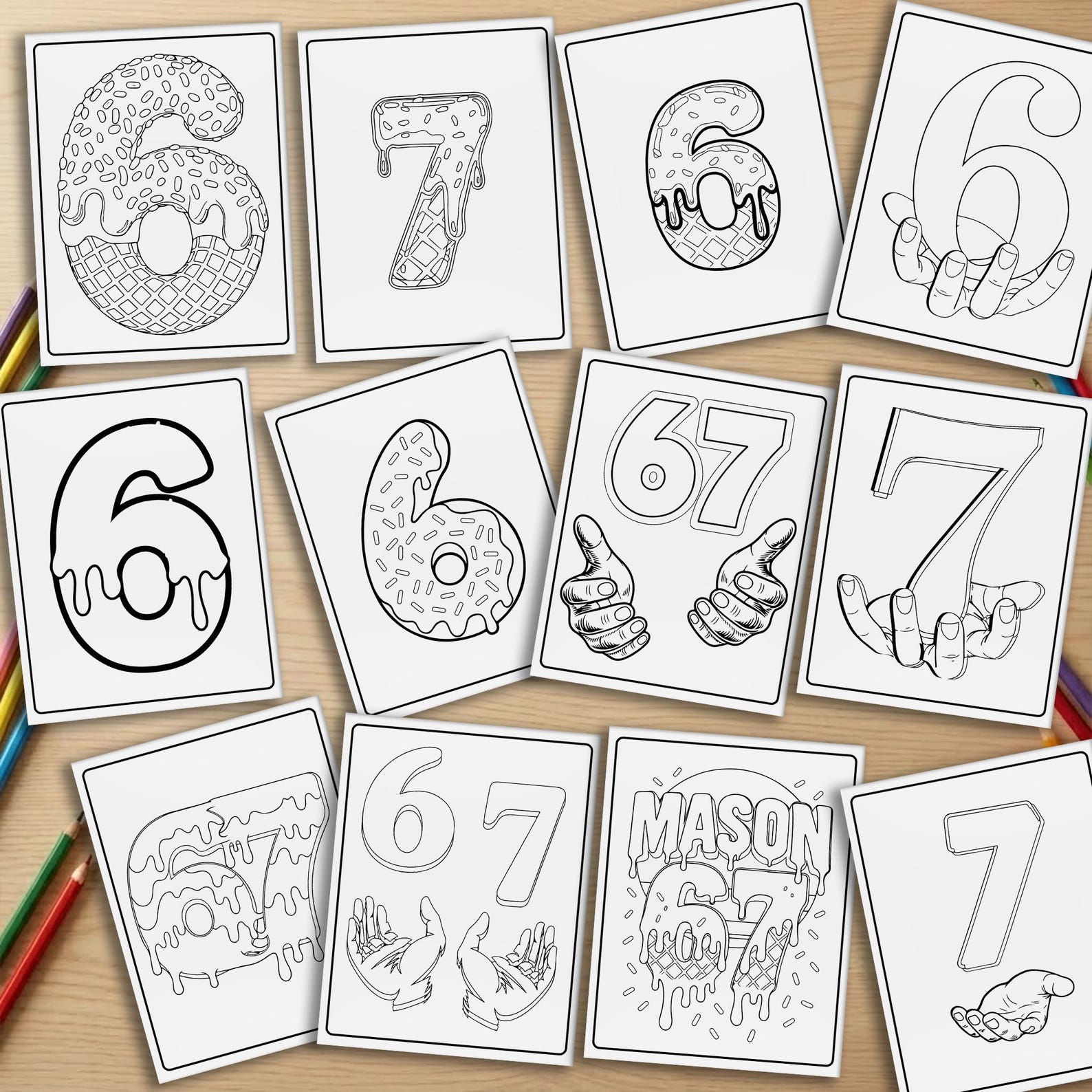 67 Coloring Pages, Printable Six Seven Coloring Pages, Six Seven Viral ...