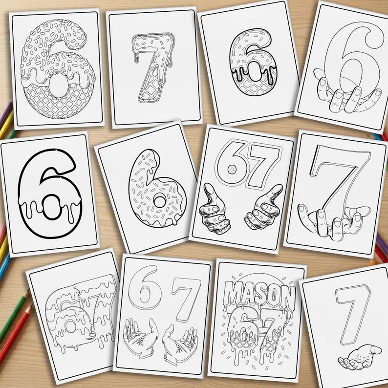 67 Coloring Pages, Printable Six Seven Coloring Pages, Six Seven Viral ...