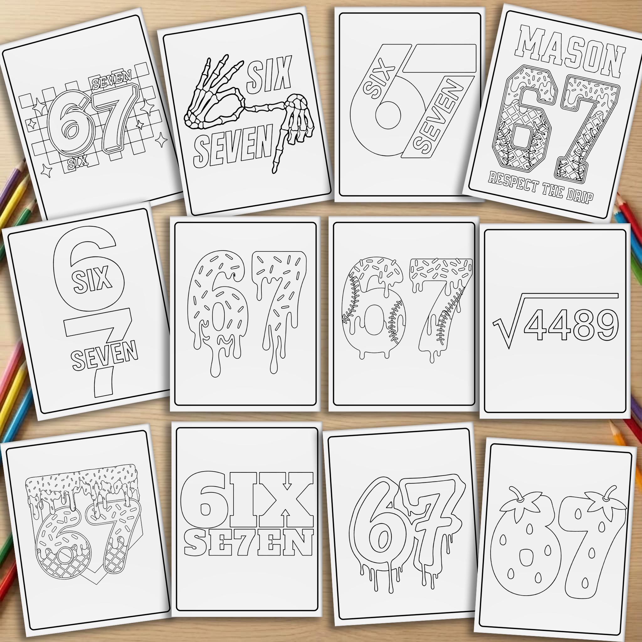 67 Coloring Pages, Printable Six Seven Coloring Pages, Six Seven Viral ...