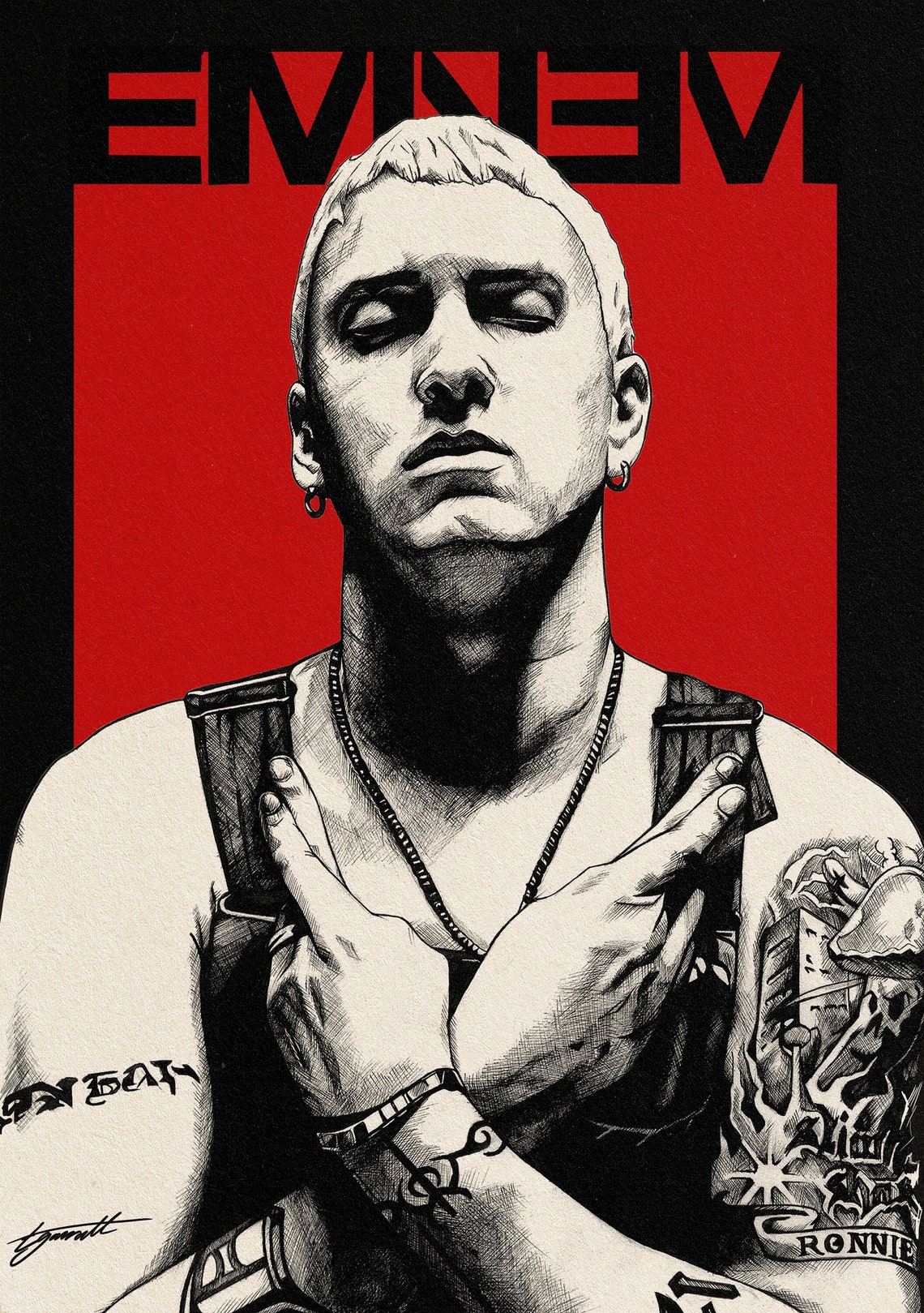 SLIM SHADY EMINEM Pen Drawing Rap Music Art Print Poster - Etsy