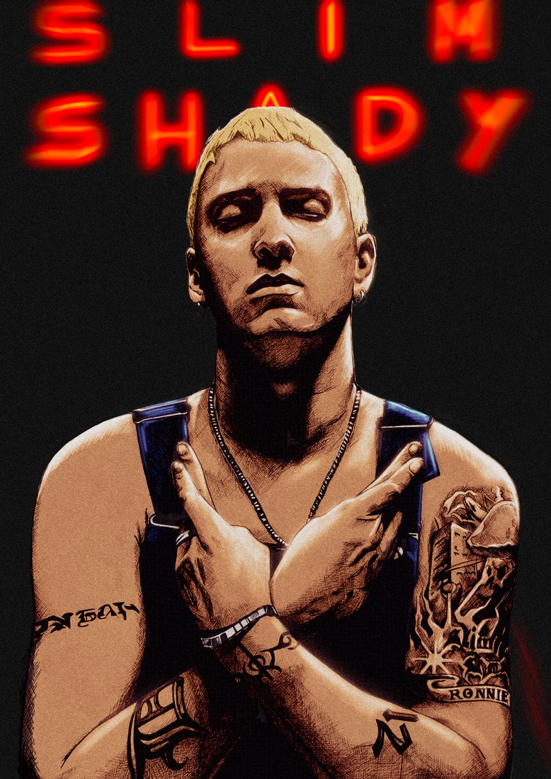 SLIM SHADY EMINEM Pen Drawing Rap Music Art Print Poster - Etsy