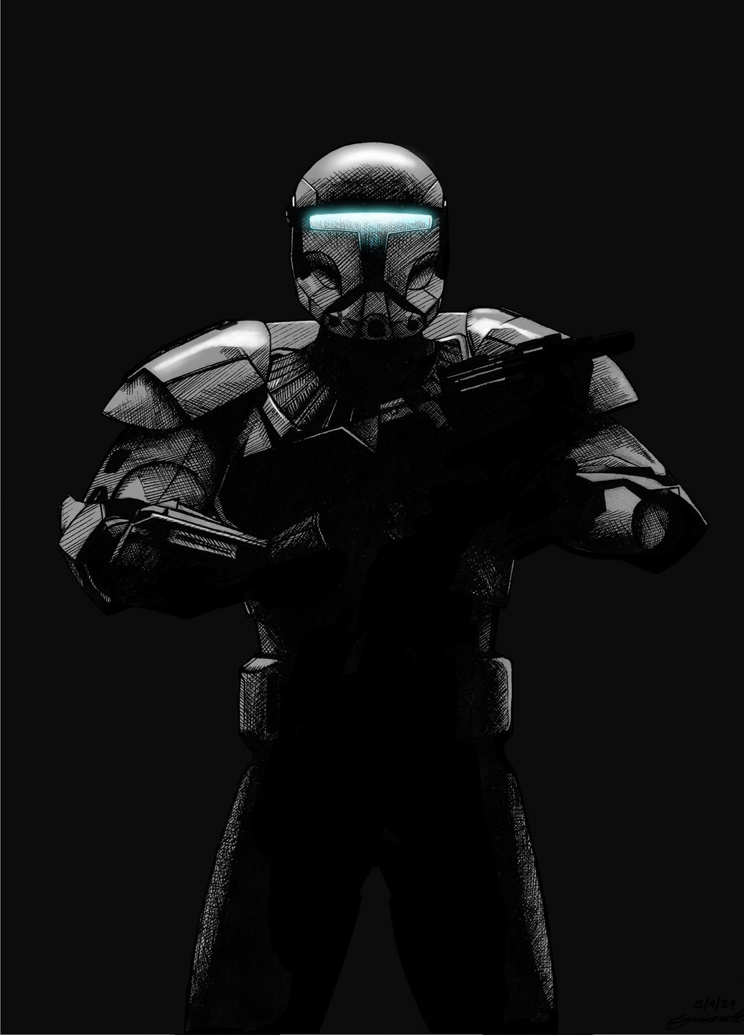 CLONE COMMANDO Star Wars Pen Drawing Art Poster Print - Etsy