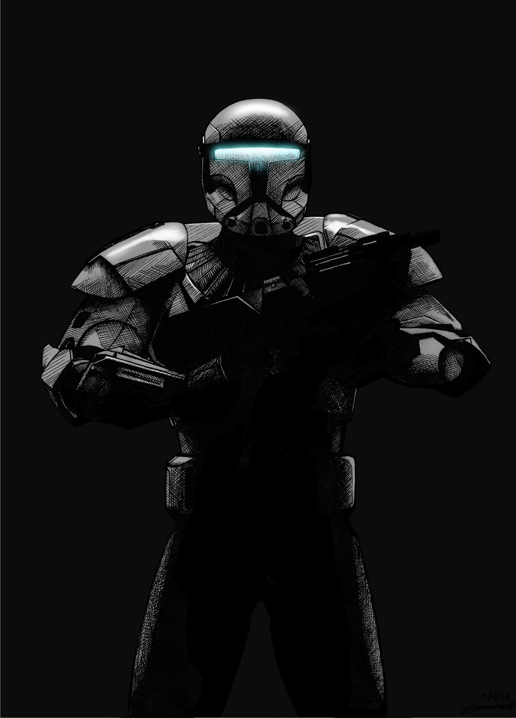 CLONE COMMANDO Star Wars Pen Drawing Art Poster Print - Etsy