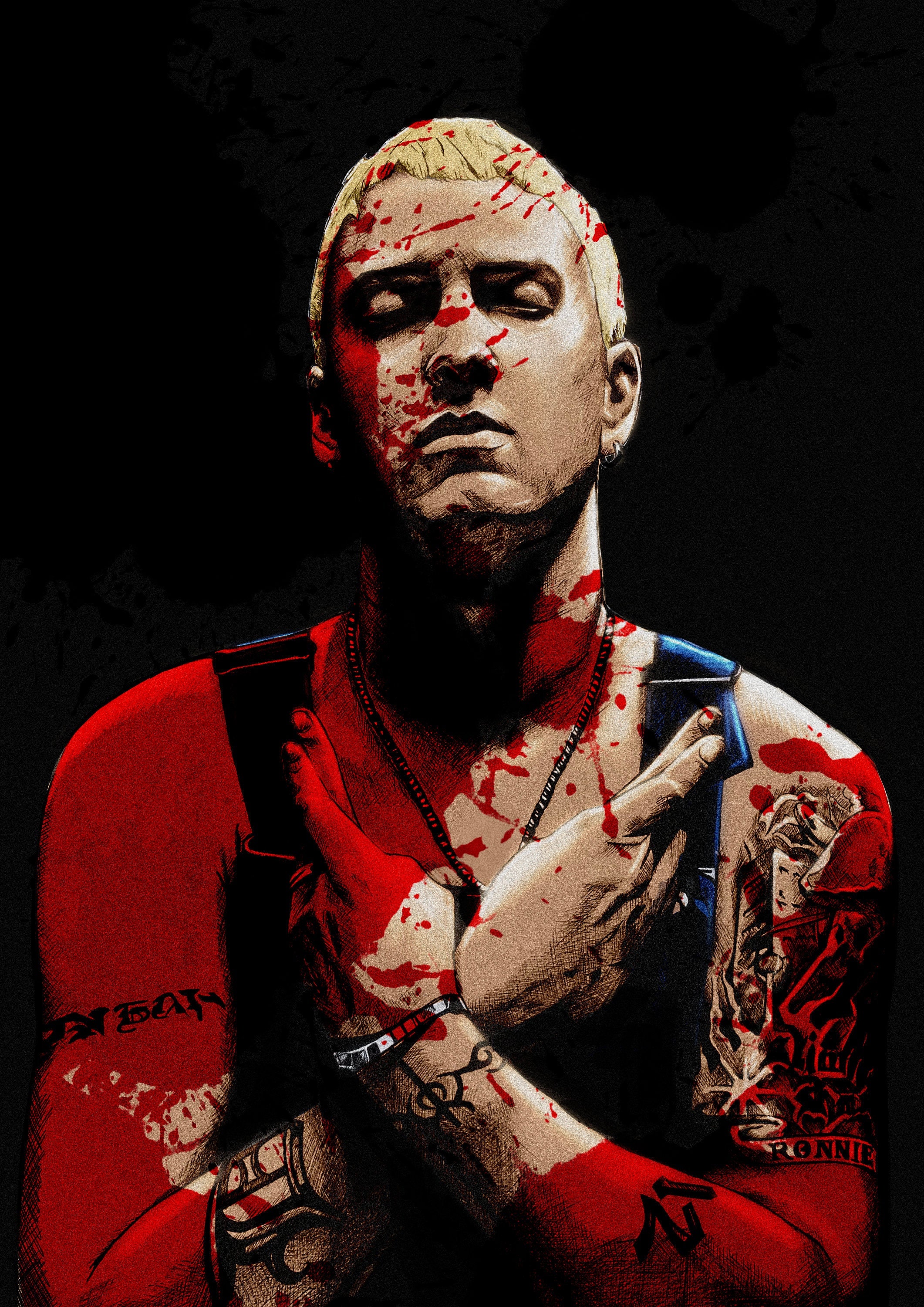 SLIM SHADY EMINEM Pen Drawing Rap Music Art Print Poster - Etsy