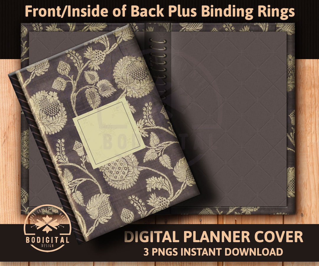 Digital Planner Cover Set With Rings Front and Back Covers PNG ...