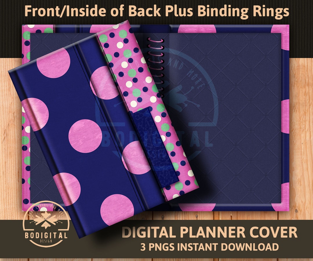 Digital Planner Cover Set With Rings Front and Back Covers PNG ...