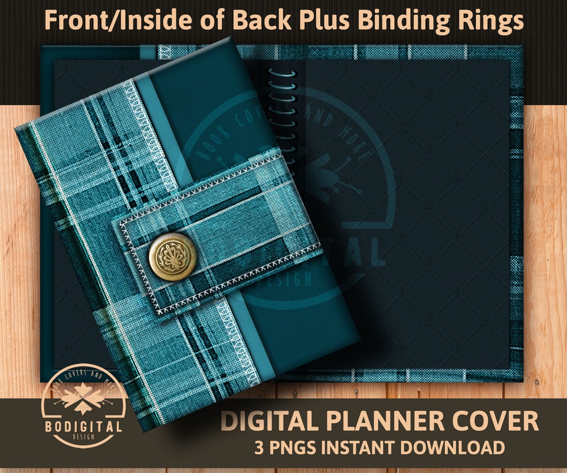 Digital Planner Cover Set With Rings Front and Back Covers PNG - Etsy