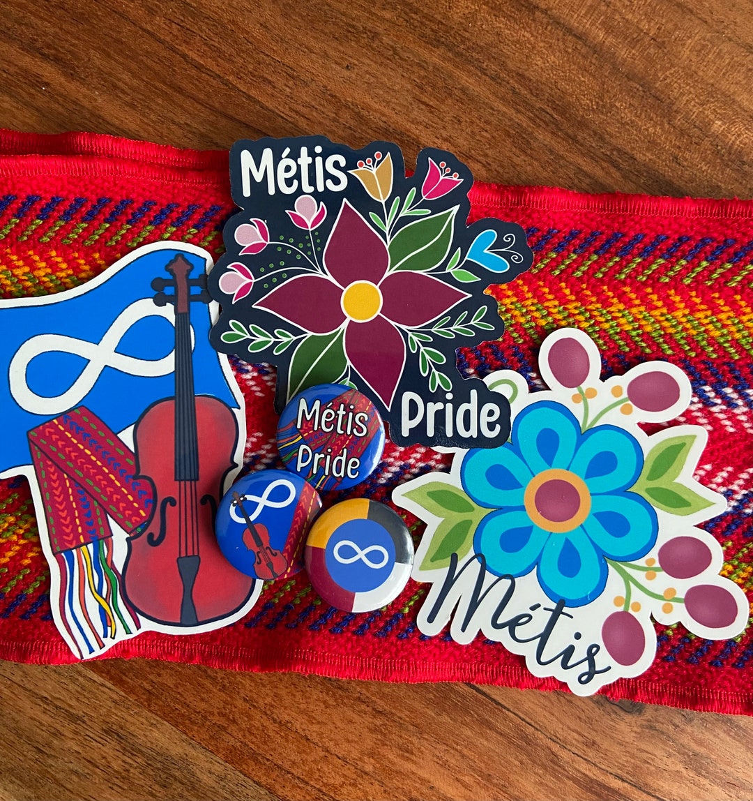 Métis Pride Stickers and Buttons Gift Set Sash and Fiddle - Etsy Canada
