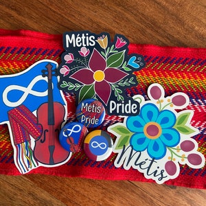 Métis Pride Stickers and Buttons Gift Set Sash and Fiddle - Etsy