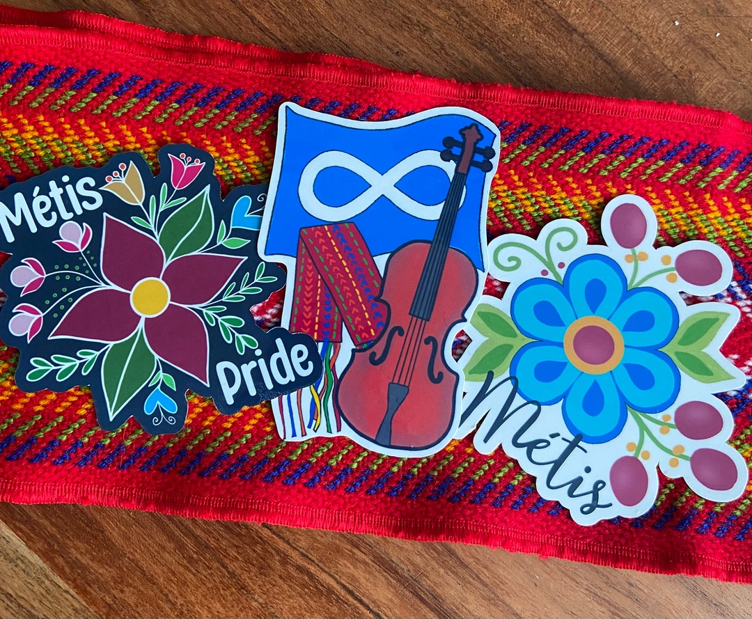 Métis Pride Sticker Set Sash and Fiddle - Etsy Canada