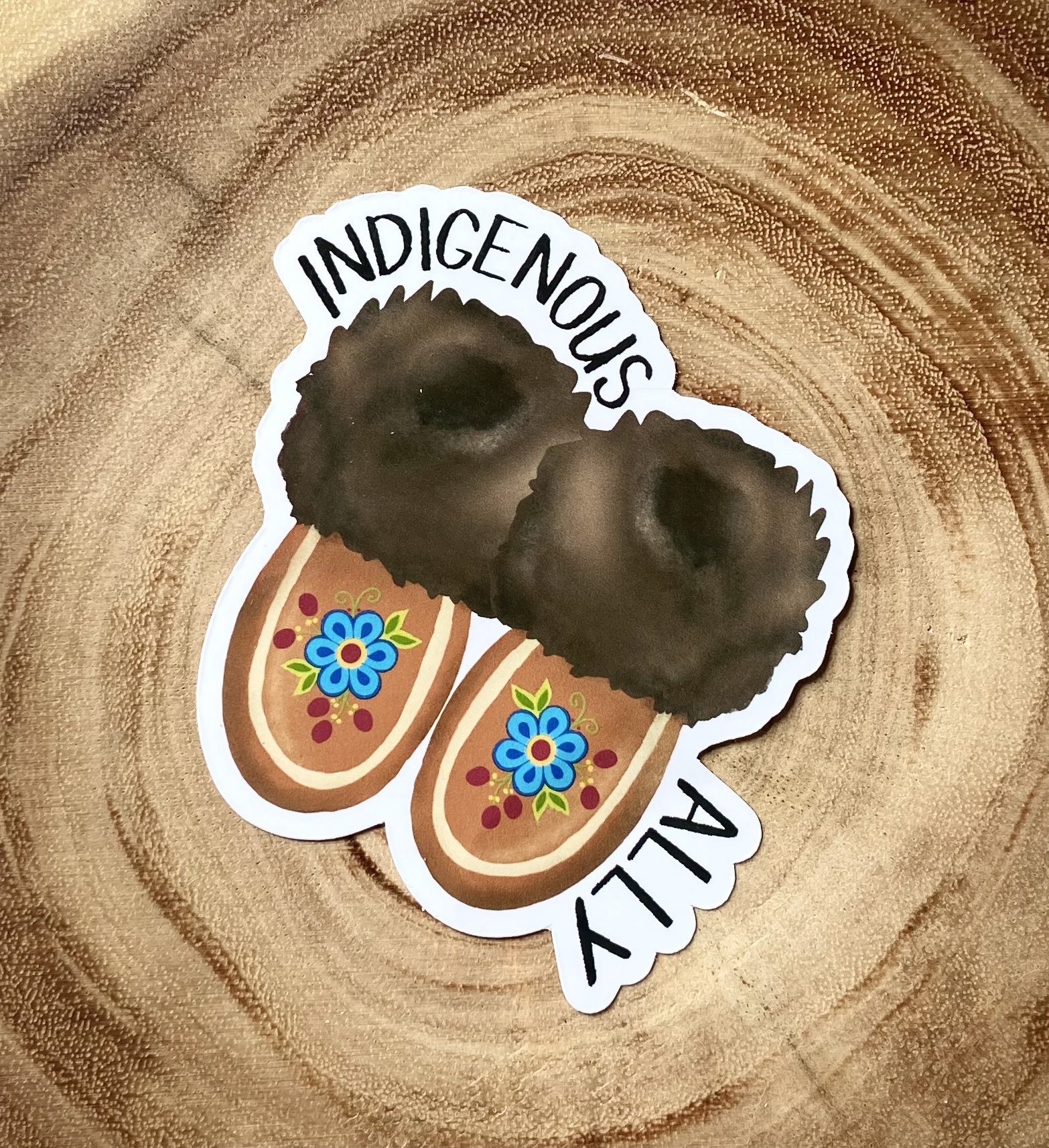 Indigenous Ally Flower Moccasins Sticker | Etsy