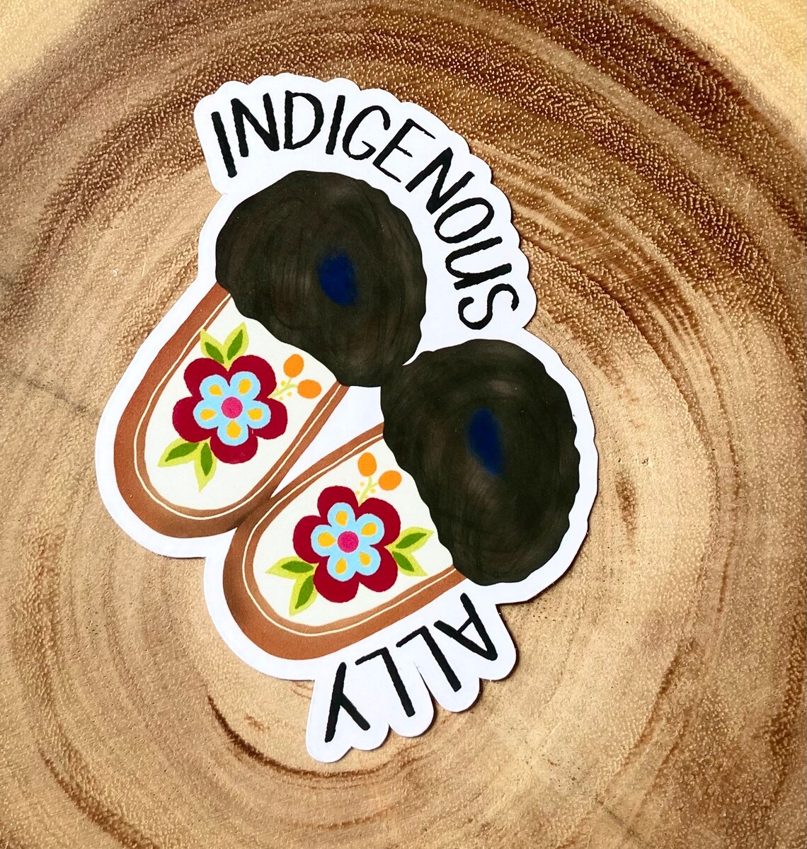 Indigenous Ally Flower Moccasins Sticker 2 - Etsy