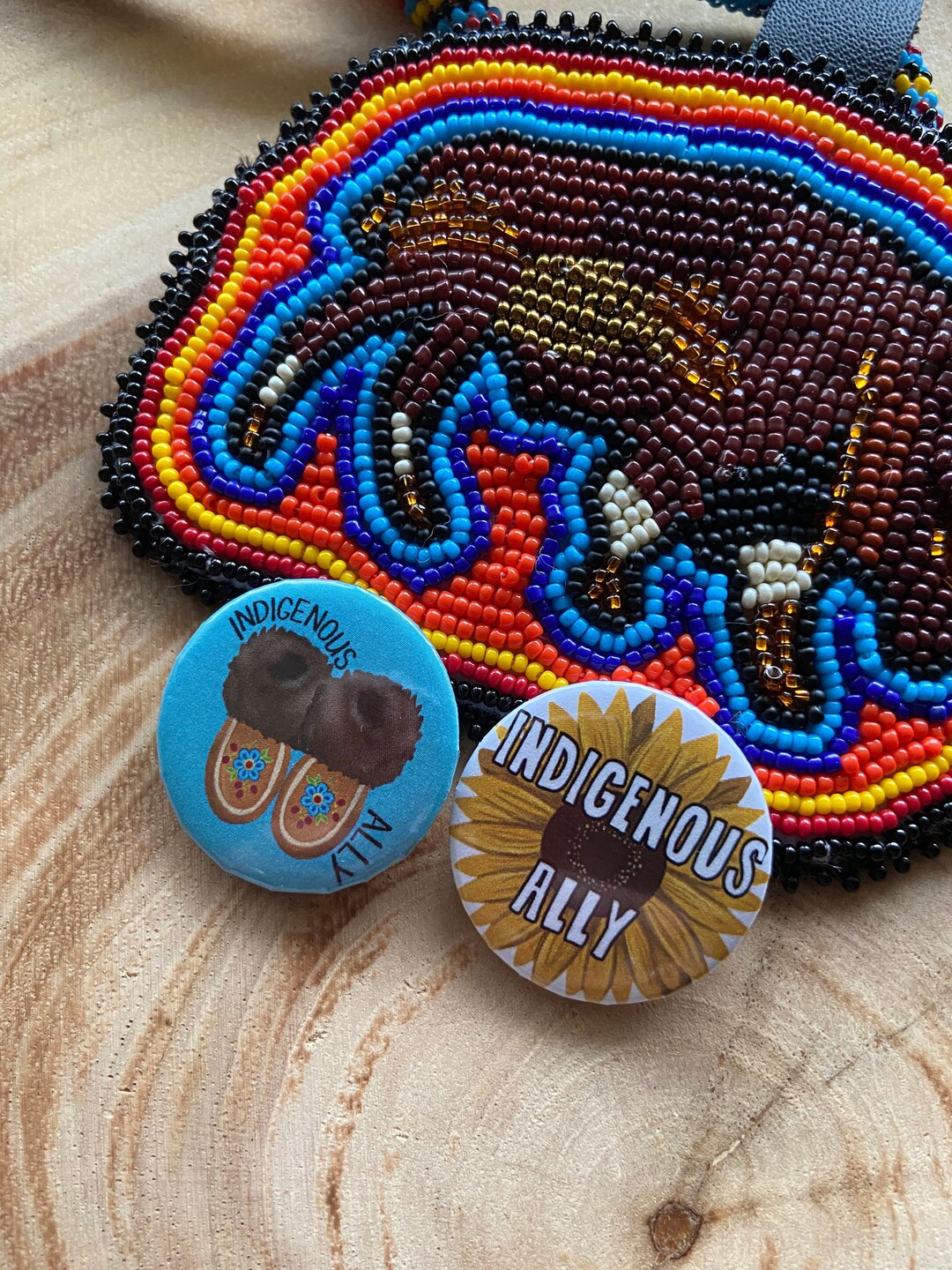 Indigenous Ally Solidarity Moccasins Sunflower Pins Button Indigenous ...