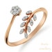 14k Diamond Ring,rose Gold Ring,open Flower Diamond Ring,diamond Gold ...